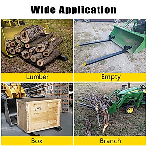 Atatod Heavy Duty Clamp on Pallet Forks w/Adjustable Stabilizer Bar -60" 4000lbs Max- Pallet Forks Clamp On for Tractor Bucket (60inch Total Length）