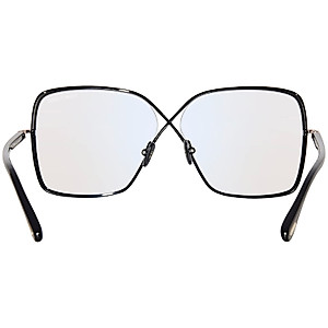 Tom Ford Eyeglasses FT 5841 -B 001 Shiny Black, t Logo/Blue Block Lenses