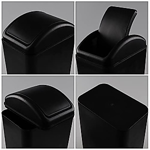 Morcte Plastic Garbage Can with Swing Lid, Black Swing Top Trash Can, 3.5 Gallon