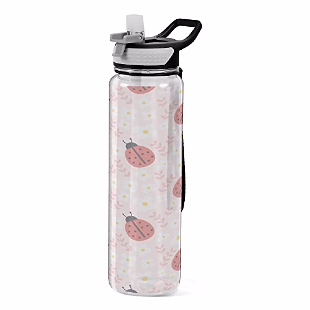 xigua Ladybug Water Bottle with Straw Lid,32 oz Leakproof Sport Water Bottle with Wide Handle for Gym,Cycling,School,Travel