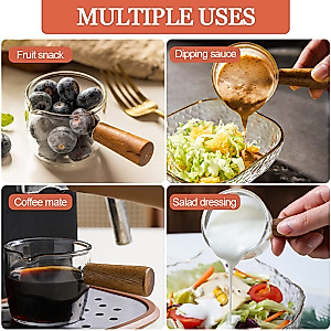 Single Spout Espresso Coffee Shot Glass with Wood Handle Measuring Cup Triple Pitcher Milk Cup Coffee Replacement Carafe for Barista Coffee Carafe Milk Espresso Making, 75 ml (1 Piece)