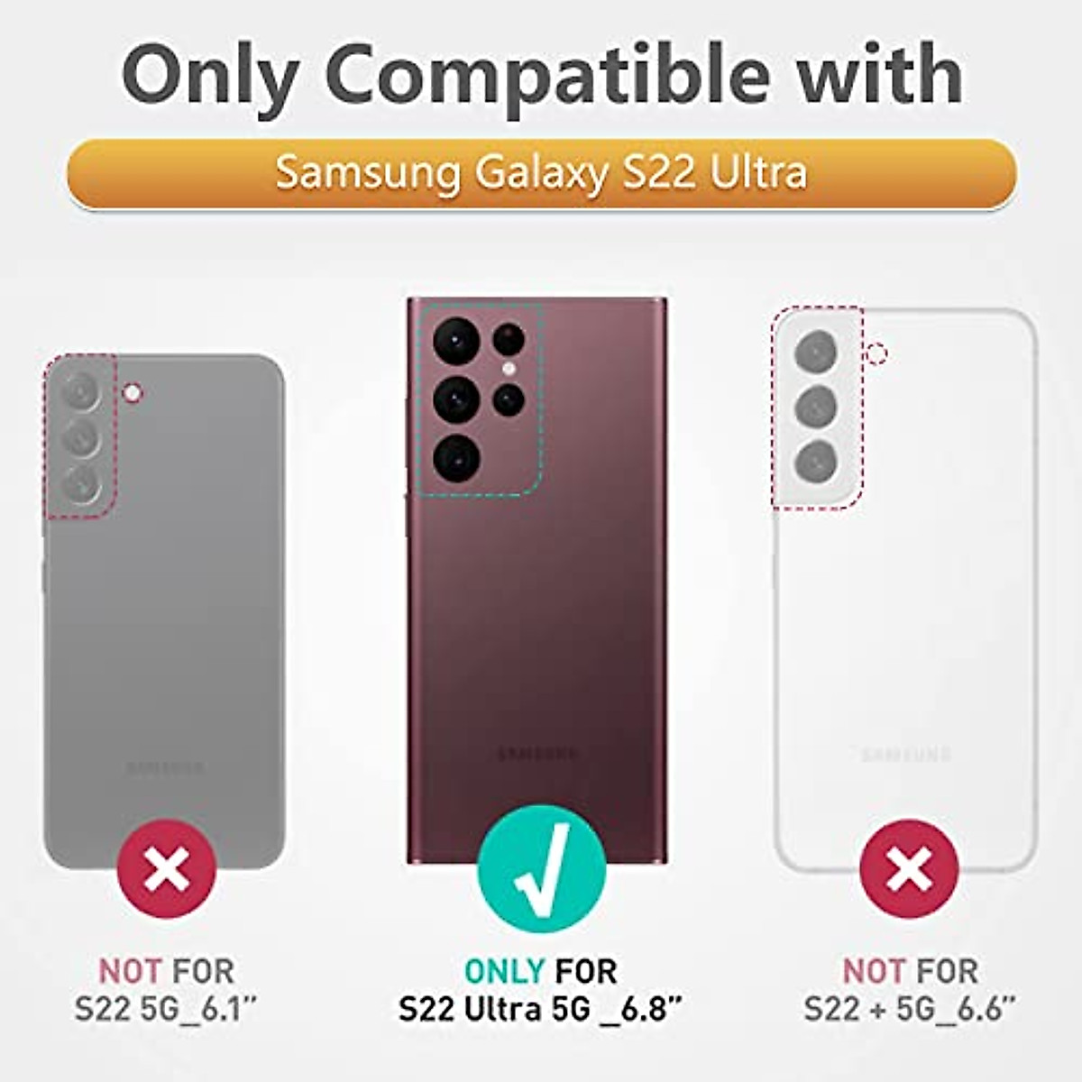 Case for Samsung Galaxy S22 Ultra 5G: Military Grade Drop Proof Rugged Protective Phone Cover with Built-in Kickstand & Slide |Shockproof Bumper Protection Textured Matte 6.8 Inch-Black