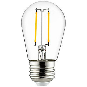 Sunlite 81073-SU LED S14 Filament Style String Light Bulb, ETL Listed, 2 Watts (25W Equivalent), 200 Lumens, Medium Base (E26), Dimmable, 2700K Warm White, 1 Count