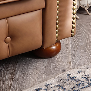 TARTOP Classic Chesterfield Sofa Leather, Modern PU Tufted Couch 3 Seater with Rolled Arms and Nailhead for Living Room, Bedroom, Office, Apartment,Brown