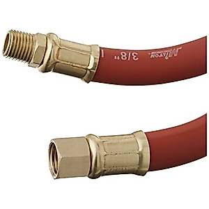 Milton 2760-3LH Air Leader Hose, 3/8" x 3 ft. Rubber Hose - 1/4" NPT Brass Ends - 300 Max PSI