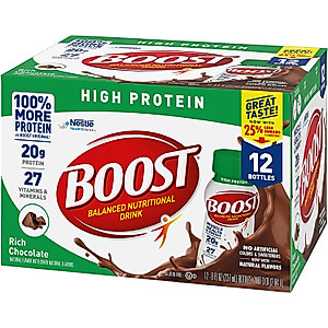 BOOST High Protein Ready to Drink Balanced Nutritional Drink, Rich Chocolate, 8 FL OZ (Pack of 12)
