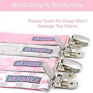 Pacifier Metal Clip (4 Pack) for Babies, Infants, and Toddlers - Unisex Modern Pacifier Holder for Binky, Soothie, Toys - Cute Durable Lightweight Baby Accessory Baby Girl Gifts -Girl Pack-