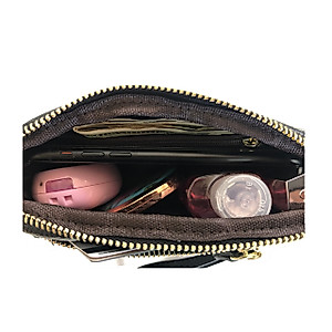 PlanetHawk Women's Genuine Leather Wristlet Clutch Cell Phone Purse, Black