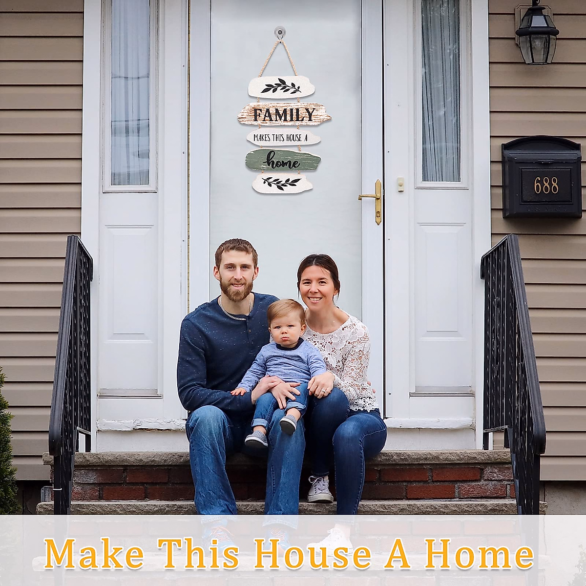 Wall Art for Living Room, 5 pieces Wooden Family Signs for Home Decor, Farmhouse Wall Signs, Rustic Porch Home Sign Housewarming Gifts Hanging Decor