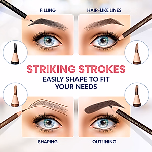 Stylia Eyebrow Pencil Set (12 Pieces - Dark Brown), Eyebrow Pencil, Eye Brow Pencils for Women Makeup, Microblading Long Lasting Eyebrow Pencil Liners for Marking, Filling And Outlining Eyebrow