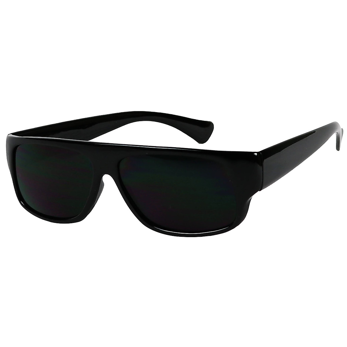ShadyVEU Super Dark Sunglasses 100% UV Protection | Eazy E Lowrider Cholo Vintage Flat Top OG Biker Shades (Black)