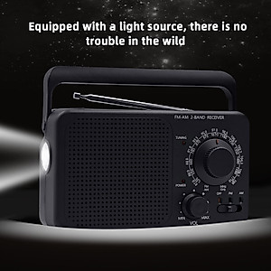 2022 New BOCTOP Portable AM/FM Radio, Simple Transistor Radio with Flashlight, 3 D Battery Operated/AC Powered, Easy to Use, Suit for Senior and Home