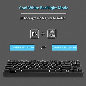 NACODEX K680T 60% Wireless/Wired Mechanical Keyboard - Compact 68 Keys 1000mAh Rechargeable Gaming/Office Keyboard Multi-Device for iOS Android Windows and Mac (Blue Switch White Backlit Black)