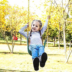 Ymeibe Heavy Duty Toddler Swing Set with 66 Inches Chain Coated Swing Seat Replacement Accessories for Kids Outdoor Play Playground Trees Swing (Green/1 Pack)