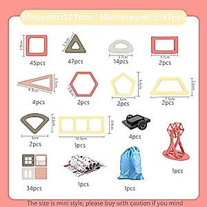 AOMIKS Magnetic Blocks Tiles 162PCS for Kids Ages 3+ Years Old Creativity & Educational 3D Mini Magnetic Building Toys for Girls and Boys Birthday STEM Magnetic Building Tiles Set