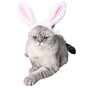 Yuyeran Christmas Pet Headband Fluffty Bunny Ears Headband Easter Party Puppy Headwear Supplies for Cat Dog (L)