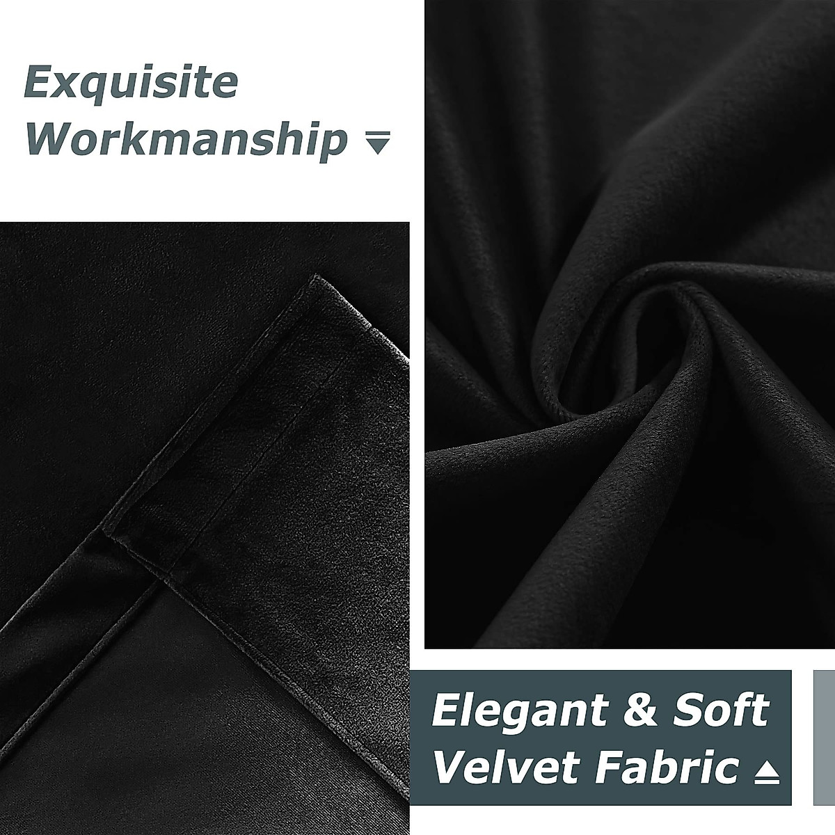 Frelement Grommet Top Curtains Extra Long Soft Velvet Curtains for Tall Windows Thermal Insulated Curtains for Bedroom Backdrop Curtains, 42" W x 78" L, 1 Panel, Black