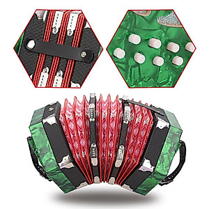 Accordion, Professional 20 Buttons Accordion Concertina for Kids/Adults, Musical Instrument Accessory(Green)