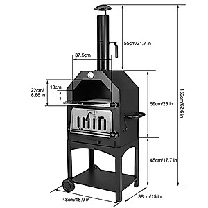 6 Pcs/set 2-Layer Wood Fired Oven for Outside with Grill,Outdoor Pizza Oven,Pizza Maker Camping Cooker,Portable BBQ Cooking Grill (2-Layer Wood Fired Oven)