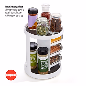 Copco White and Gray 2 Tier Vitamin Turntable with 6 Cradles for Vitamins, Supplements, ect with Non Slip Grip and Stacked Layers for Spae Saving