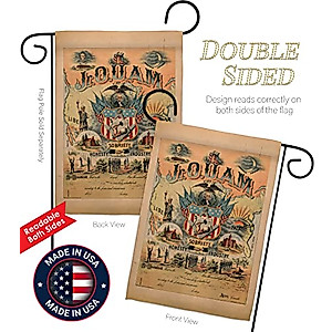 Americana Home & Garden Jr. O. U. A. M. Garden Flag Set Wood Dowel Americana US Historic July Memorial Veteran Independence United State American House Banner Small Yard Gift Double-Sided, Made In USA