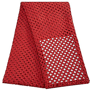 KAJURUI African Lace Fabric Water Soluble Nigerian Guipure Cord Fabric 5 Yards for Wedding Dress Sewing