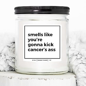 YouNique Designs Strength Gifts for Cancer Patients 8oz Candle - Thoughtful Gifts for Cancer Patients - Cancer Gifts for Women, Cancer Gifts for Men, Gift for a Cancer Patient (Mahogany Teakwood)