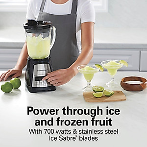 Hamilton Beach Power Elite Wave Action Blender-for Shakes and Smoothies, Puree, Crush Ice, 40 Oz Glass Jar, 12 Functions, Stainless Steel Ice Sabre-Blades, Black (58148A)
