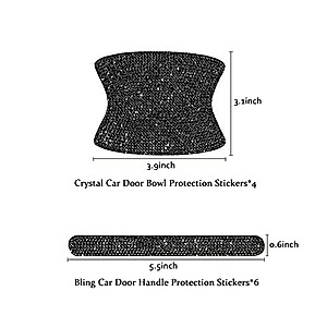 BetterJonny 10PCS Crystal Car Door Handle Scratches Protector, Rhinestone Car Door Handle Stickers Bling Car Door Handle Scratch Protector Stickers for Women and Girls Car Stickers (Black)