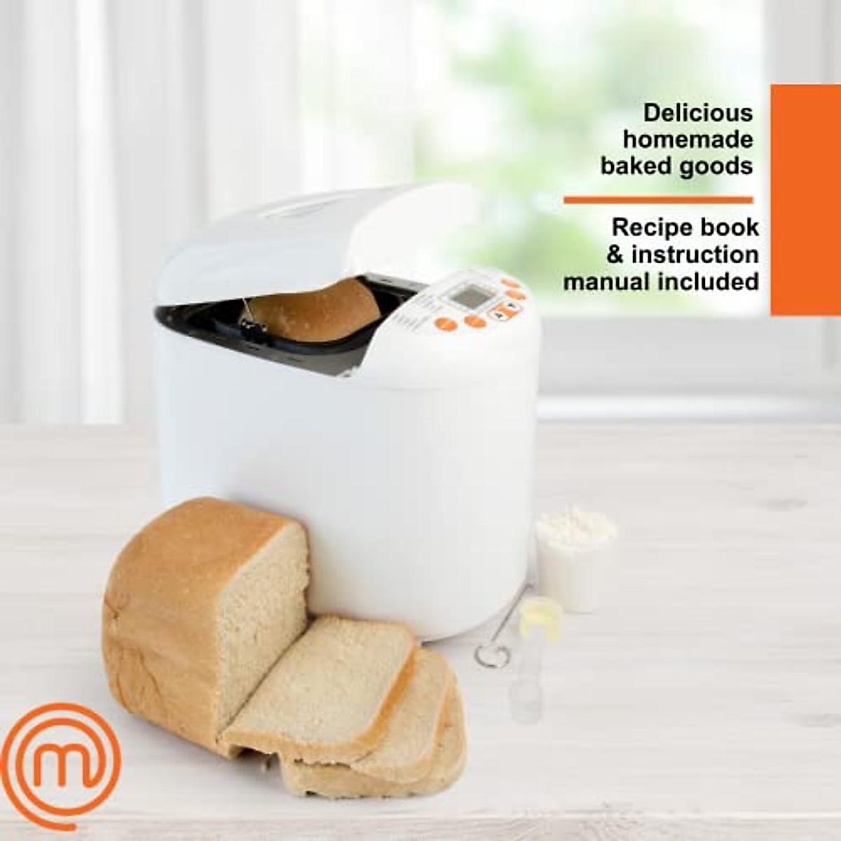 MasterChef Digital Bread Maker-2-Pound Programmable Machine w 19 Settings & 13-Hour Delay Timer-Automatic 3 Mode Crust, Baker Healthy Fresh Gluten Free, Wholewheat Loaf, Recipe Guide, Mothers Day Gift
