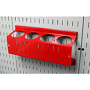 Wall Control Pegboard Spray Can Holder Bracket and Aerosol Can Organizer for Wall Control Pegboard and Slotted Tool Board – Red