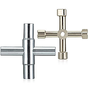 Mudder 4 Way Sillcock Key Plated Steel Water Keys with 4 Way Utility Gas Meter Keys Faucet Wrench Tool for Opening and Closing Sillcock or Spigots (Silver)