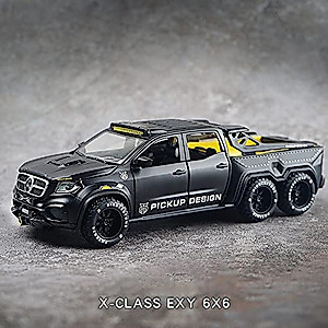 Simulation Alloy Car Modle Pickup 1/28 Metal Toy Car Sound Light Pull Back Model Toys for Boys Light Toys (Black)