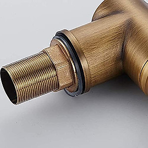 Kitchen Rotatable Washing Pool Hot and Cold Water Mixer Tap Antique Copper Drawing Sink Tap with Ceramics Handle Bathroom WC Bath Wash Basin Faucet