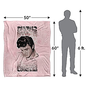 Elvis Presley Blanket, 50"x60", Soft Lights Silky Touch Sherpa Back Super Soft Throw Blanket