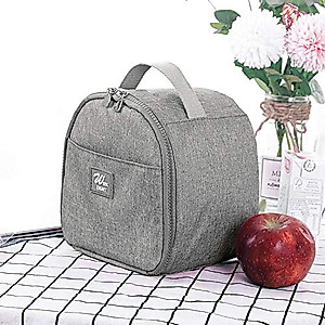 KEAIDUO Small Lunch Bag for Women Men Mini Insulated Lunch Box Portable Cooler Bag Reusable Snack Bag Adult Lunch Pail Petty Food Containers Grey