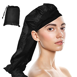 WKshuFT Portable Hair Dryer Cap- Relax, Speeds Up Drying Time at Home, Easy to Use for Styling, Curling and Deep Conditioning - Soft, Adjustable, Fits to All Small or Big Heads, Rollers(Black)