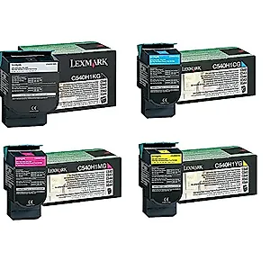 Lexmark C540H1KG C540H1CG C540H1MG C540H1YG C540 C543 C544 C546 X543 X544 X546 X548 Toner Cartridge Set (Black Cyan Magenta Yellow, 4-Pack) in Retail Packaging