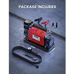 Gobege 12V Air Compressor, 6.35CFM 180LMP Heavy Duty Tires Inflator, Portable Air Compressor for Truck Tires Max 150PSI, Stronger Cylinder Offroad Air Pump for 4x4 Suv Vehicle Rv