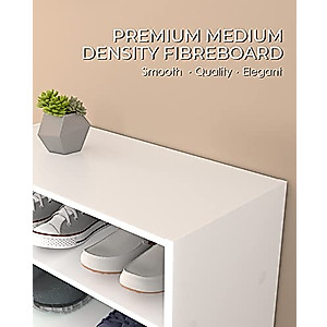 HAIOOU Shoe Rack, 5-Tier Stackable Wooden Shoes Rack Organizer Free Standing Shoe Storage Stand with One Movable Storage Shelf for 10-15 Pairs, Perfect for Entryway, Hallway, Closet - Modern White