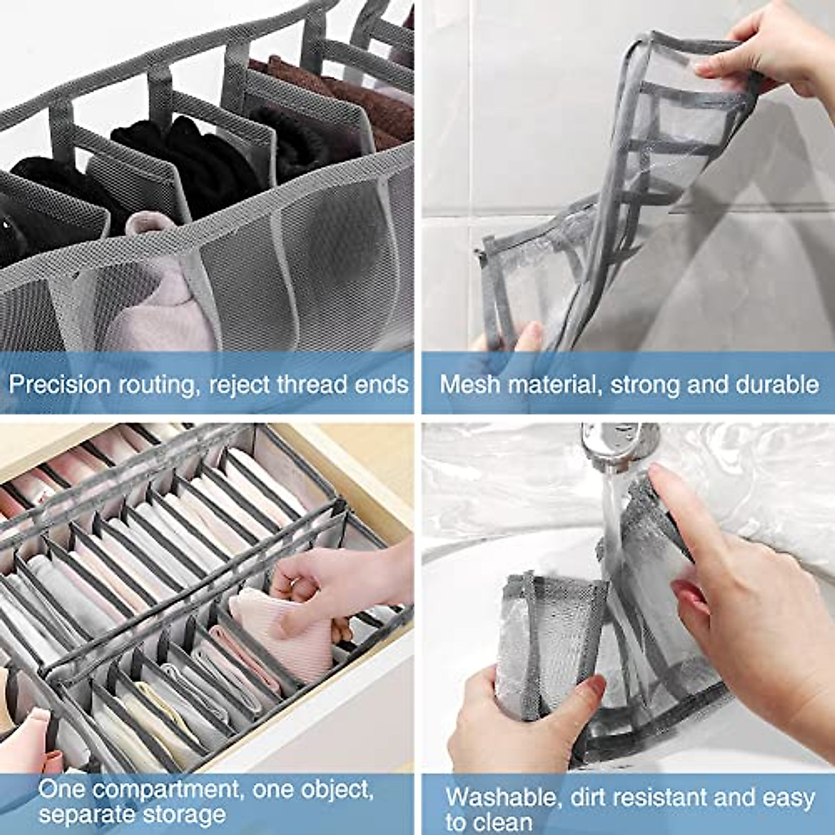 QOONESTL 7Pcs/Set Wardrobe Clothes Organizer, Drawer Organizers for Clothing, Foldable Compartment Storage Box for Underwear, Bras, Socks, Jeans, Leggings, T-Shirts(size:7Packs)