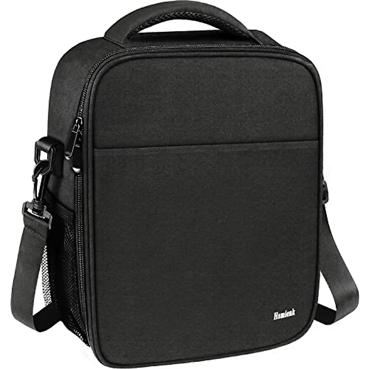 Hsmienk Lunch Box for Men, Large Lunch Bag for Adults Water Resistant Insulated Lunch Bag, Reusable Lunch Box Portable Lunchbox Tote Bag with Adjustable Shoulder Strap for Office Work, Black