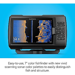 Garmin Striker Vivid 7sv Bundle with Transducer and Protective Cover, 7-inch Color Fishfinder, Vivid Scanning Sonar Color Palettes 010-02553-00