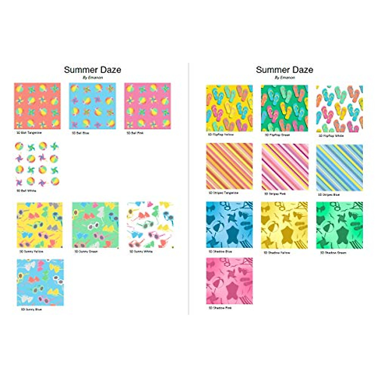 COTTONVILL EMANON Summer Daze 20COUNT Cotton Print Quilting Fabric (Precuts, Quarter 18pc)