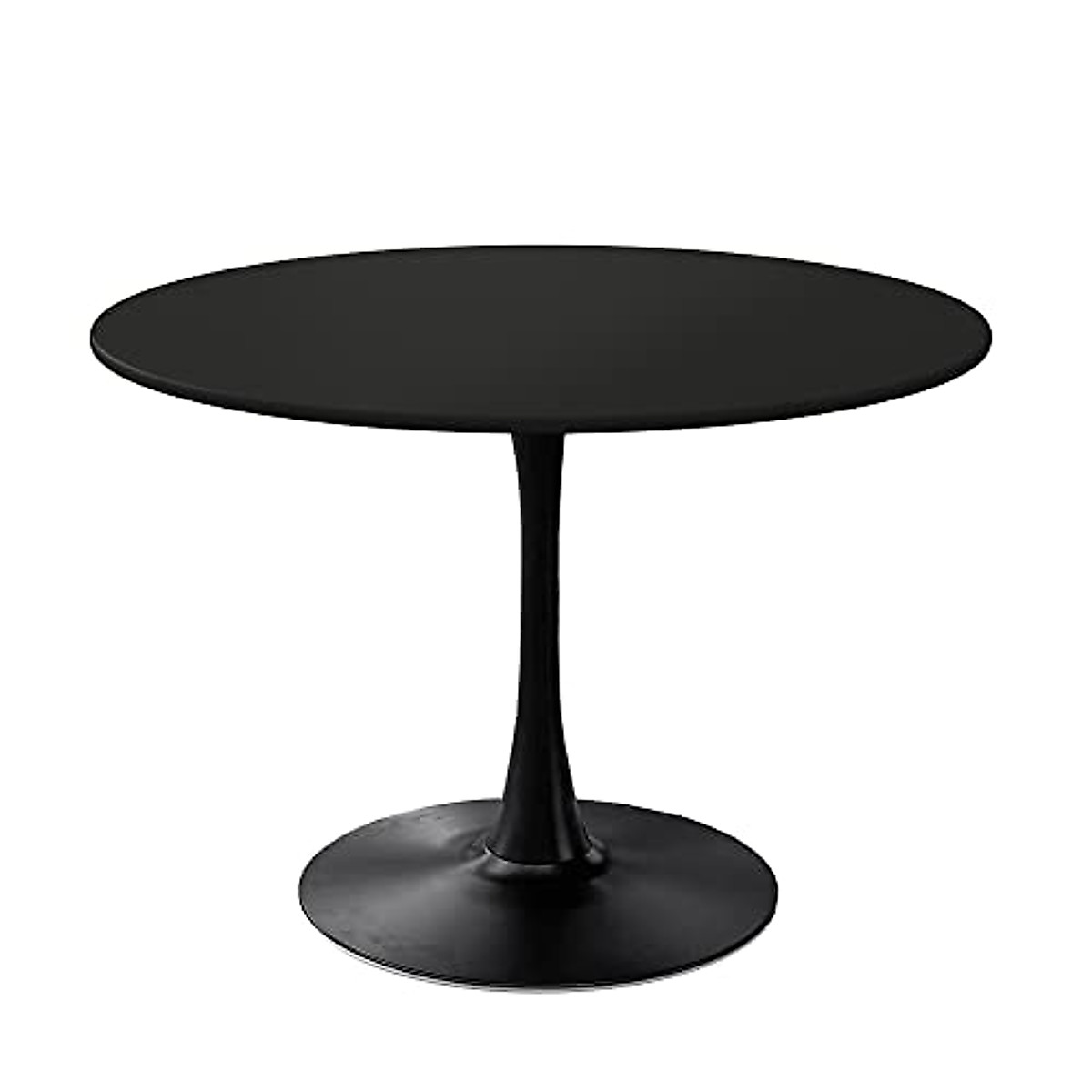 DKLGG 42" Modern Round Dining Table with MDF Table Top, Metal Base Pedestal Table Tulip Table Kitchen Table for 4-6 Person, Small Space Home, End Table Leisure Coffee Table, Black