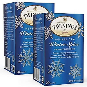 Twinings Winter Spice Herbal Tea - Camomile with Apple, Cinnamon, Cardamom, Cloves, Caffeine-Free Tea Bags Individually Wrapped, 20 Count (Pack of 2)