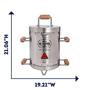 EL BARRIL Grill & Smoker Barrel SMALL Basic Combo| 100% Stainless Steel Barrel with 4 accessories| You can Grill, Smoke, Roast and Bake| Smokeless, Even Heat Distribution & Perfect for Your Meats