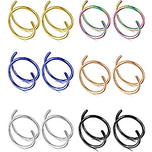 16G 8mm Surgical Steel Nose Septum Horseshoe Hoop Eyebrow Lip Navel Belly Nipple Piercing Ring 8mm Helix Tragus Daith Rook Earrings Replacement Spikes 12 Pcs