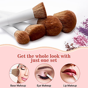 Professional 20PCs Makeup Brush Set, LUXBRU with Foundation Eyebrow Blending Concealer Blush Eyeshadow Contour Powder Brush, Brushes Kit with Travel Case & 2 Powder Puff-White