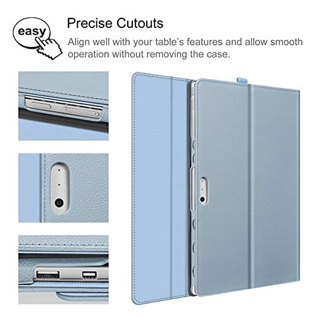 Fintie Case for 12.3 Inch Microsoft Surface Pro 7 Plus, Surface Pro 7, Surface Pro 6, Pro 5, Pro 4, Pro 3 - Portfolio Business Cover with Pocket, Compatible with Type Cover Keyboard, Ice Blue